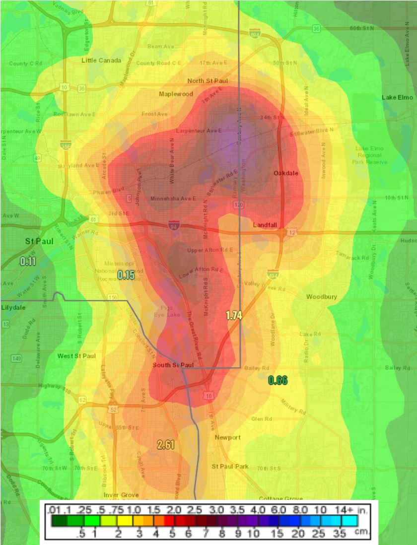 Earlier, we saw some heavy rain over the east side of St. Paul. This ...