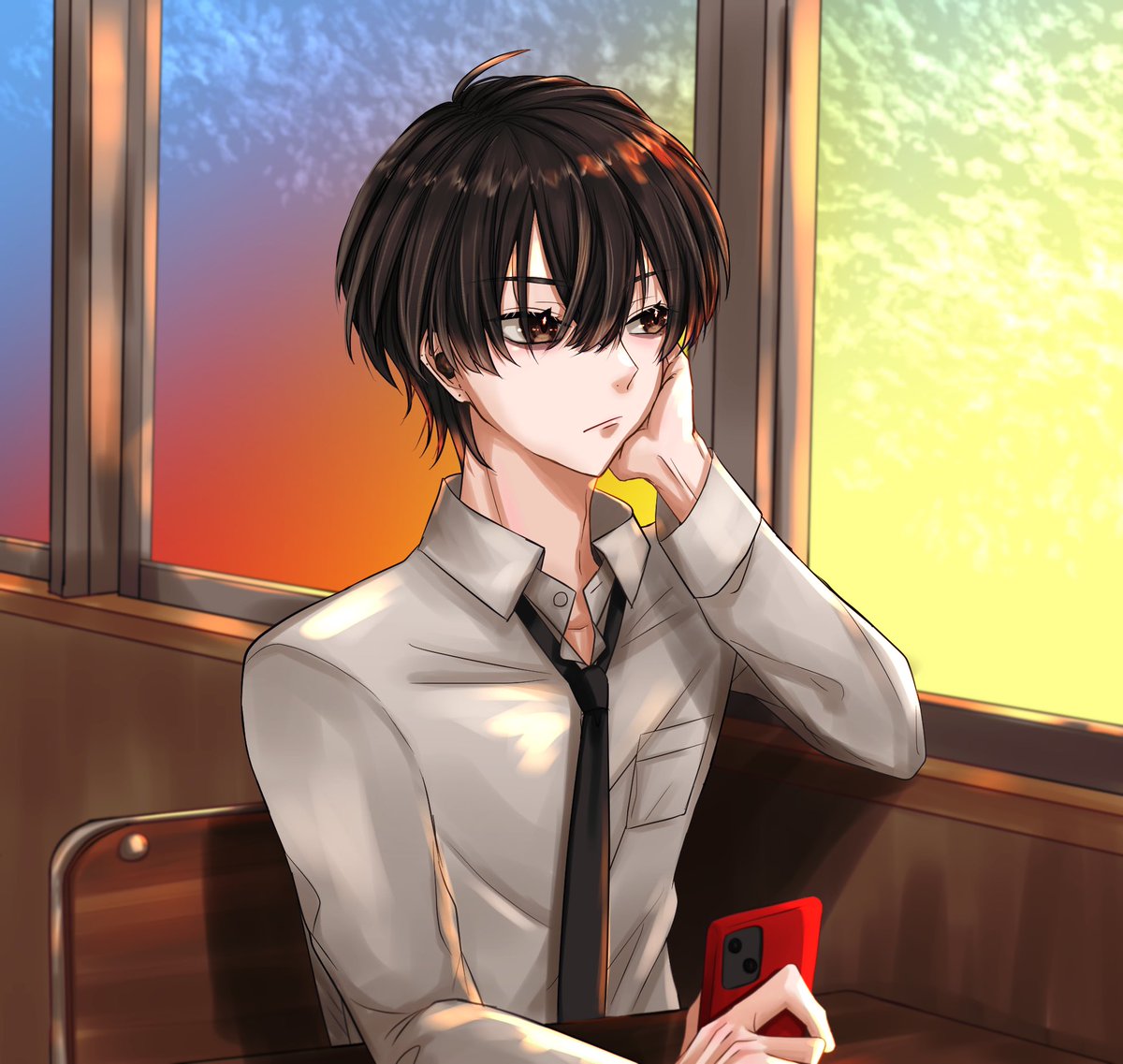 「頬杖学生ずは #KuzuArt 」|かりんとうぁぅぁぅのイラスト