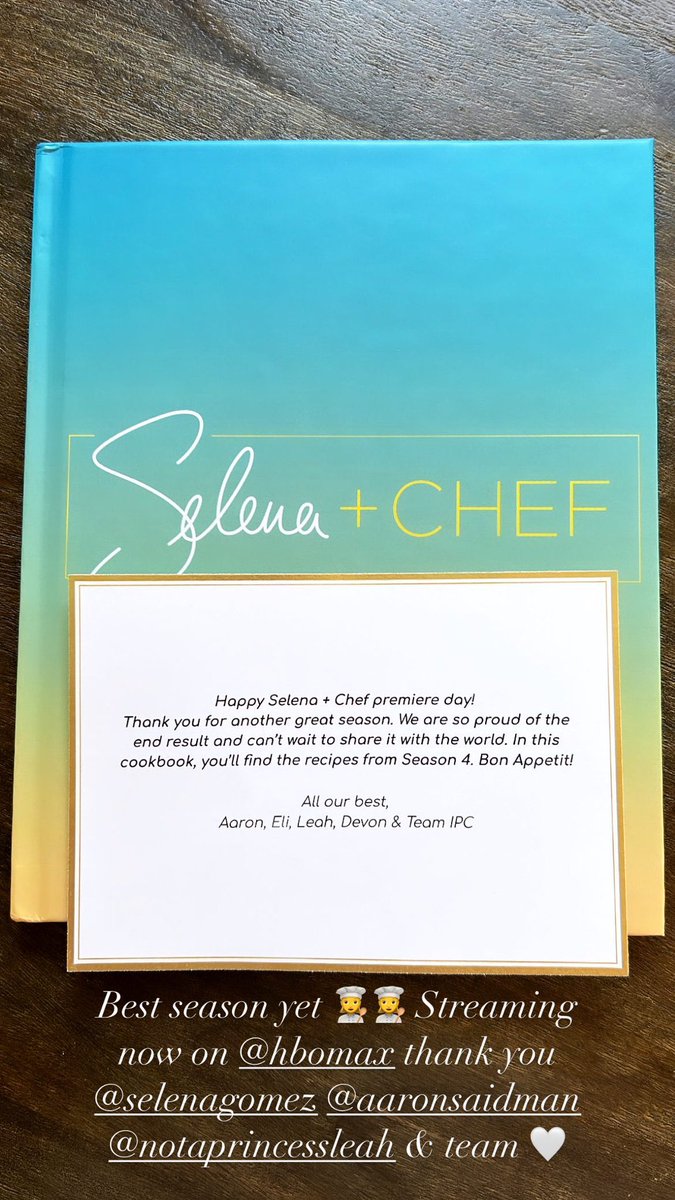Selena + Chef recipe book via Raquelle Stevens’ Instagram story Selena ...
