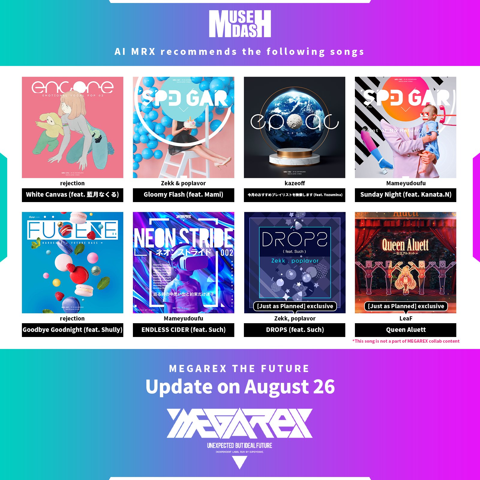 Muse Dash on Twitter: "AI MRX-030 has created a playlist [MEGAREX THE FUTURE] for you! Dropping ...