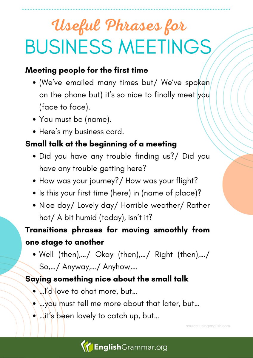 English Grammar On Twitter Useful Phrases For Business Meetings