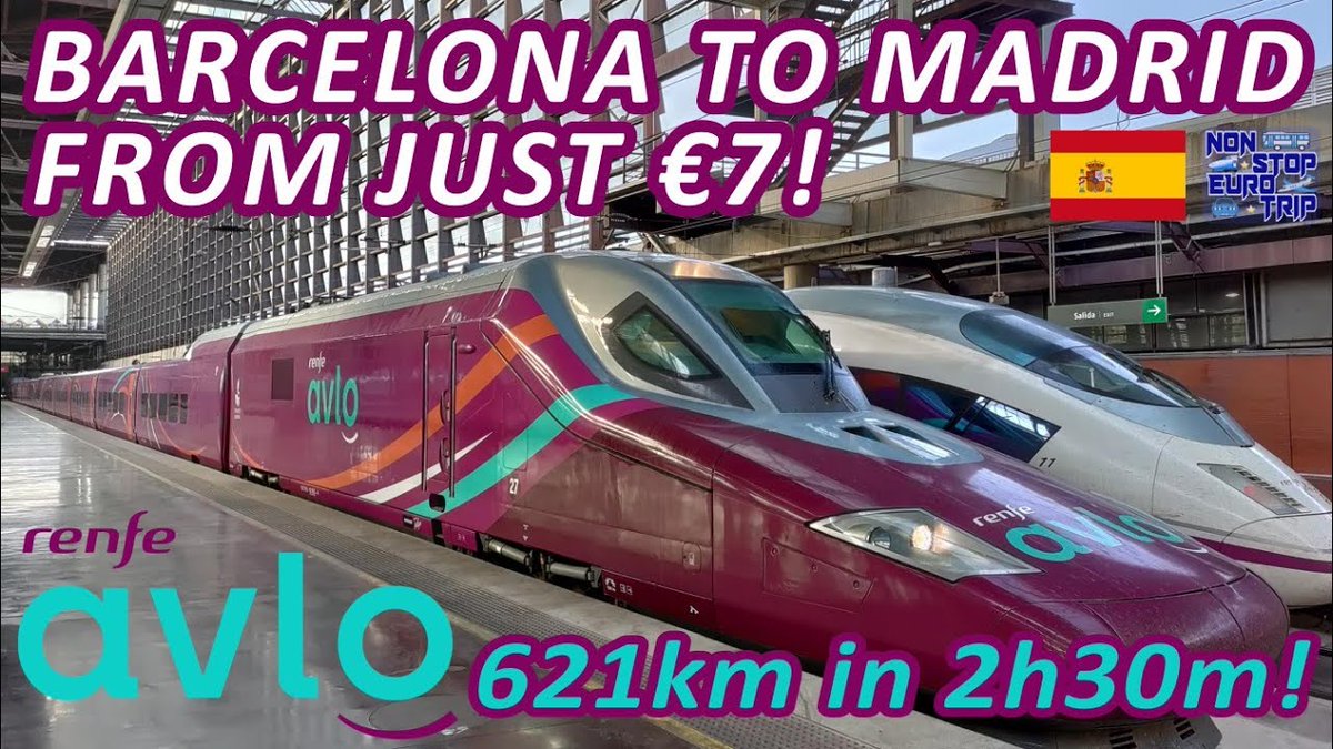 #Spain offers a high-speed train service between Barcelona and Madrid ...