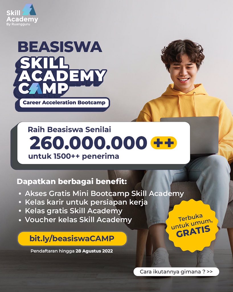 Skill Academy by Ruangguru on Twitter: "Ada Program Beasiswa Skill Academy CAMP 🎉 Total beasiswa ...