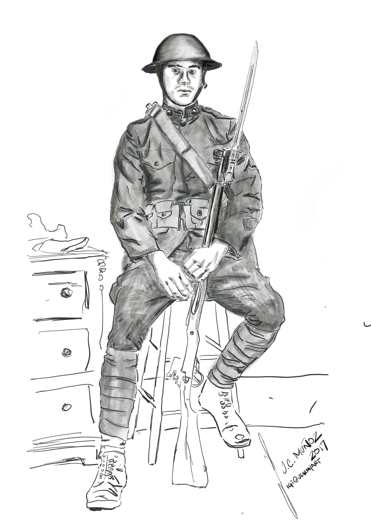 World War 1 Soldier Drawing
