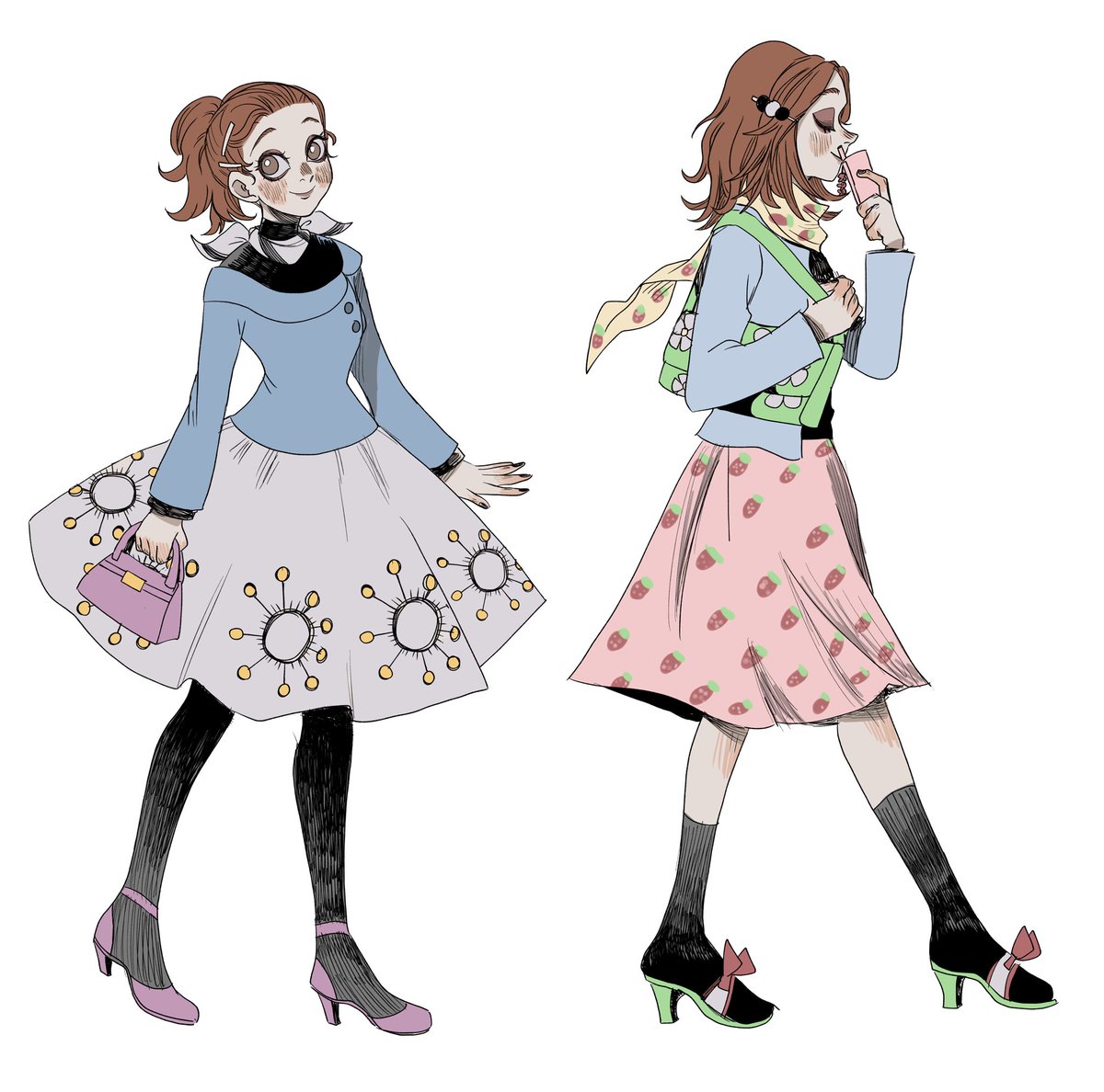 「Nana and Hachi outfits 」|puré🎡のイラスト