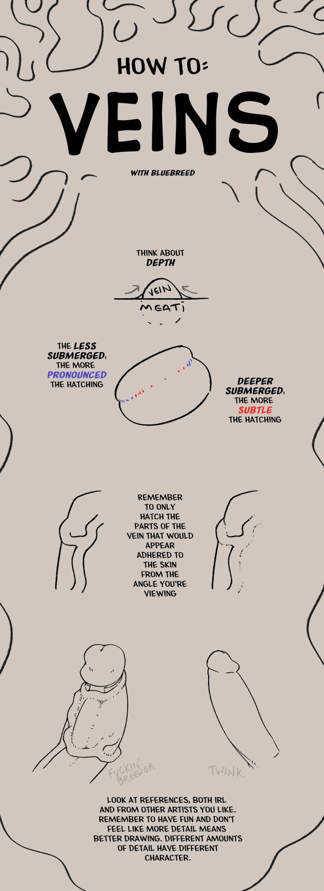 BlueBreed🍑 on Twitter: "A quick tutorial I made on how to think when lining veins! #howtodraw # ...