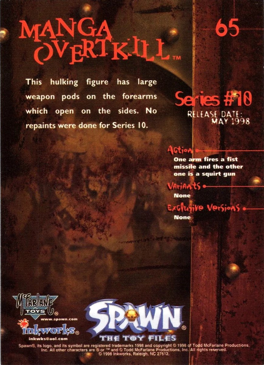 Daily Spawn Archive on Twitter: "Spawn: The Toy Files Trading Card #65: "Manga Overtkill" (1998 ...