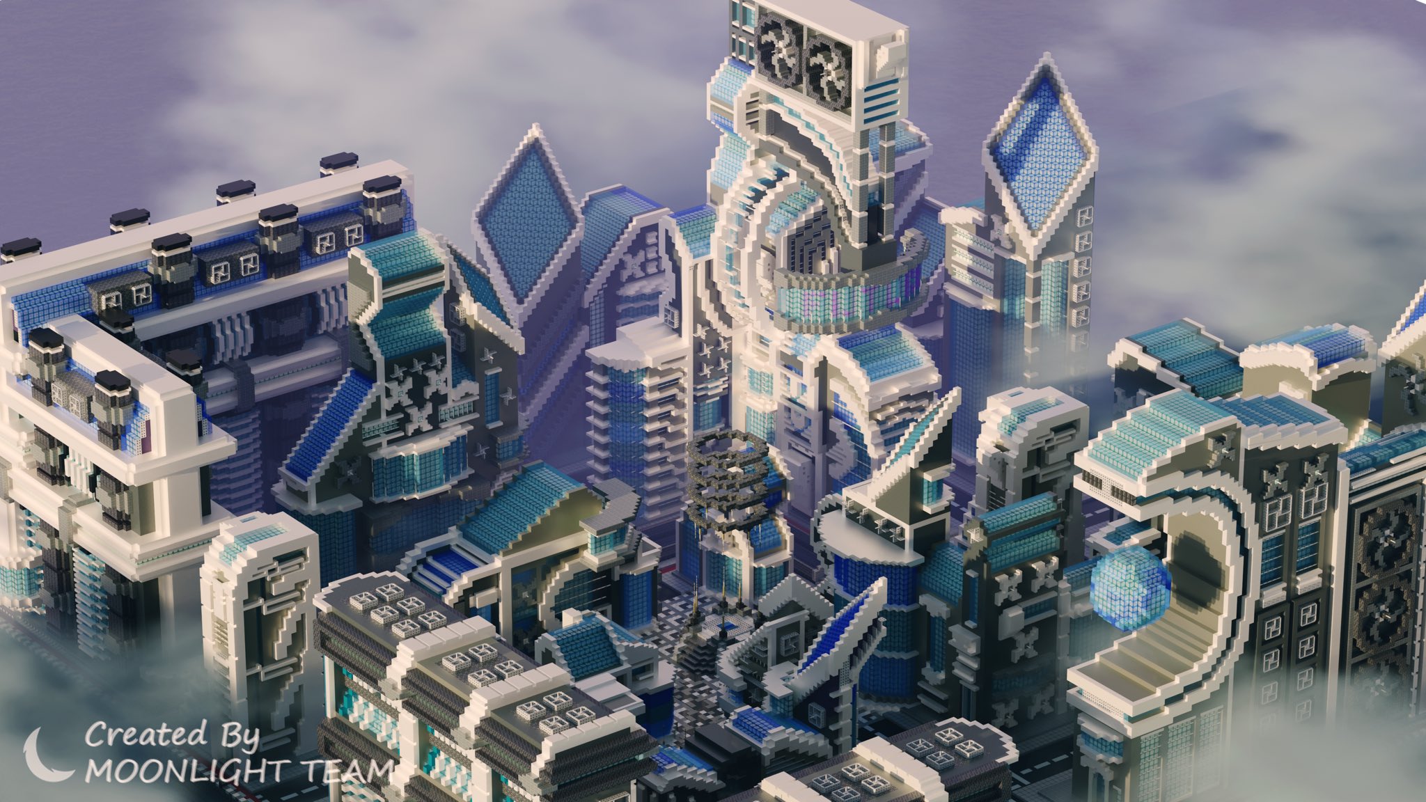 Minecraft Futuristic City Wallpaper Minecraft Lobby SciFi Spawn