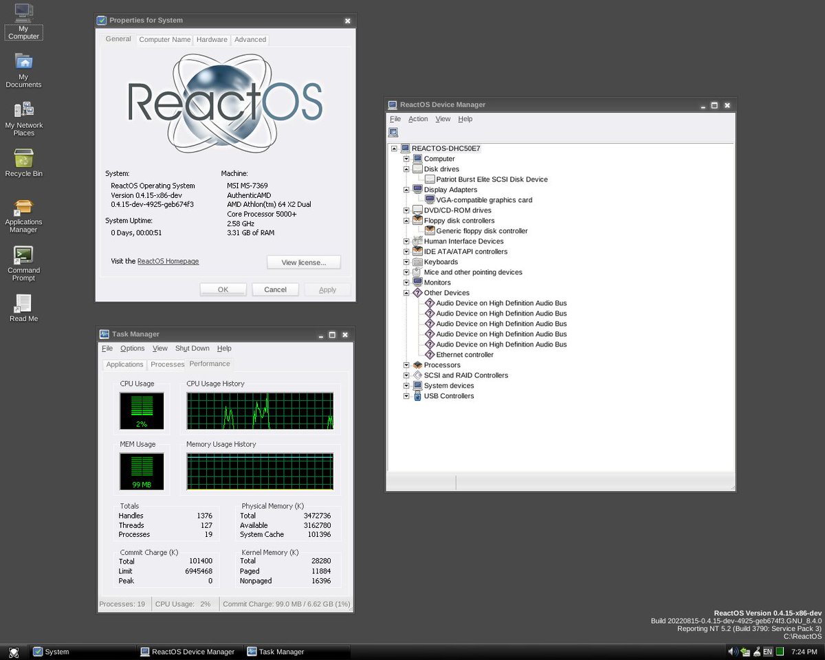 ReactOS-PH on Twitter: "Ayon kay @Jeditobe, ang #ReactOS Nightly ay gumagana sa MSI MS-7369 na ...