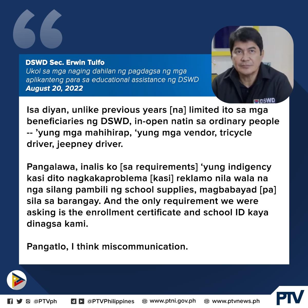 PTVph on Twitter: "BASAHIN: Ibinahagi ni Department of Social Welfare and Development (DSWD) Sec ...