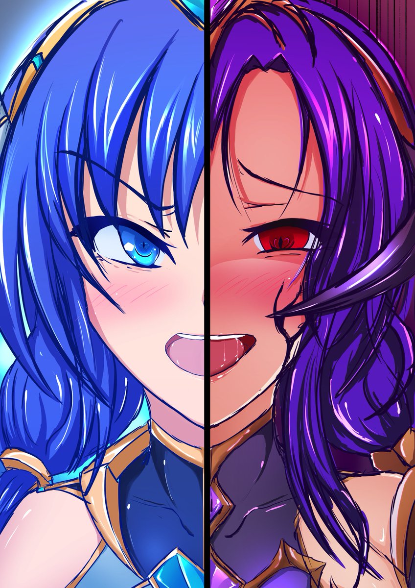 悪堕研究機構 On Twitter Rt Yui77yui77vtxv 変身ヒロインとその悪堕ち変身ヒロイン(どちらかがクローン的な で対峙して 画面を半分に割って違う表情をしている絵