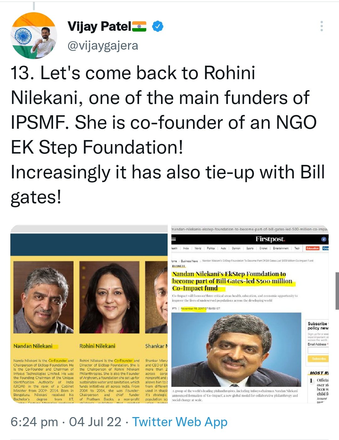 Vijay Patel🇮🇳 on Twitter: "9. Founding donor Rohini Nilekani's NGO has also partnered with the ...