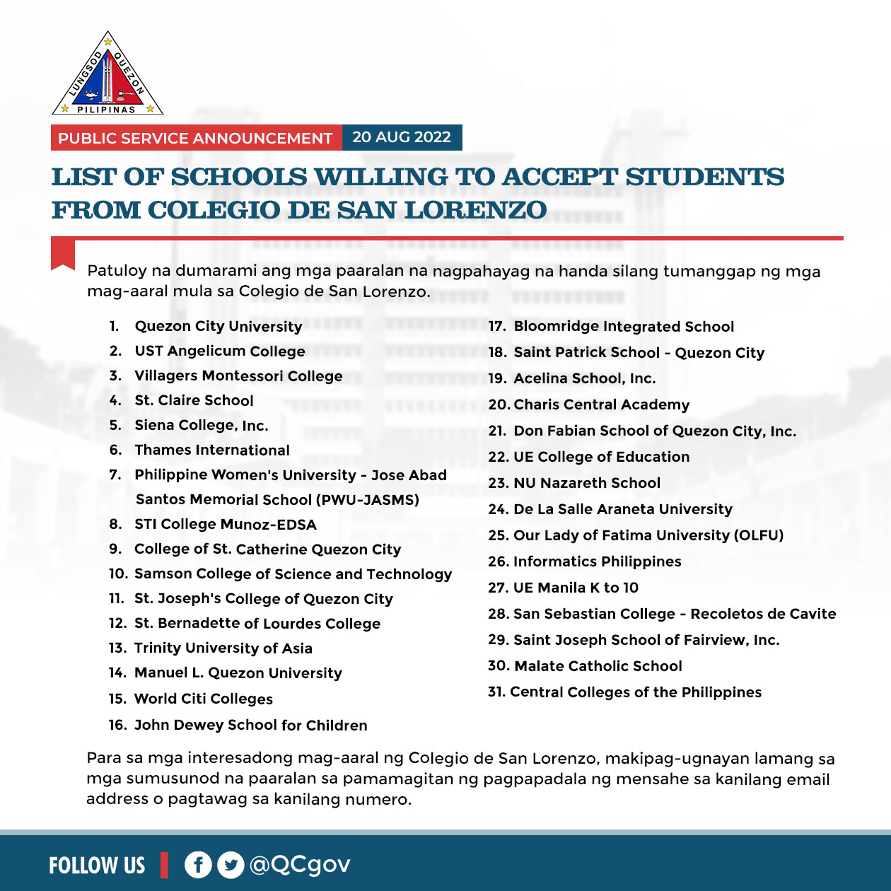 Quezon City Government on Twitter: "Patuloy na dumarami ang mga paaralan na nagpahayag na handa ...