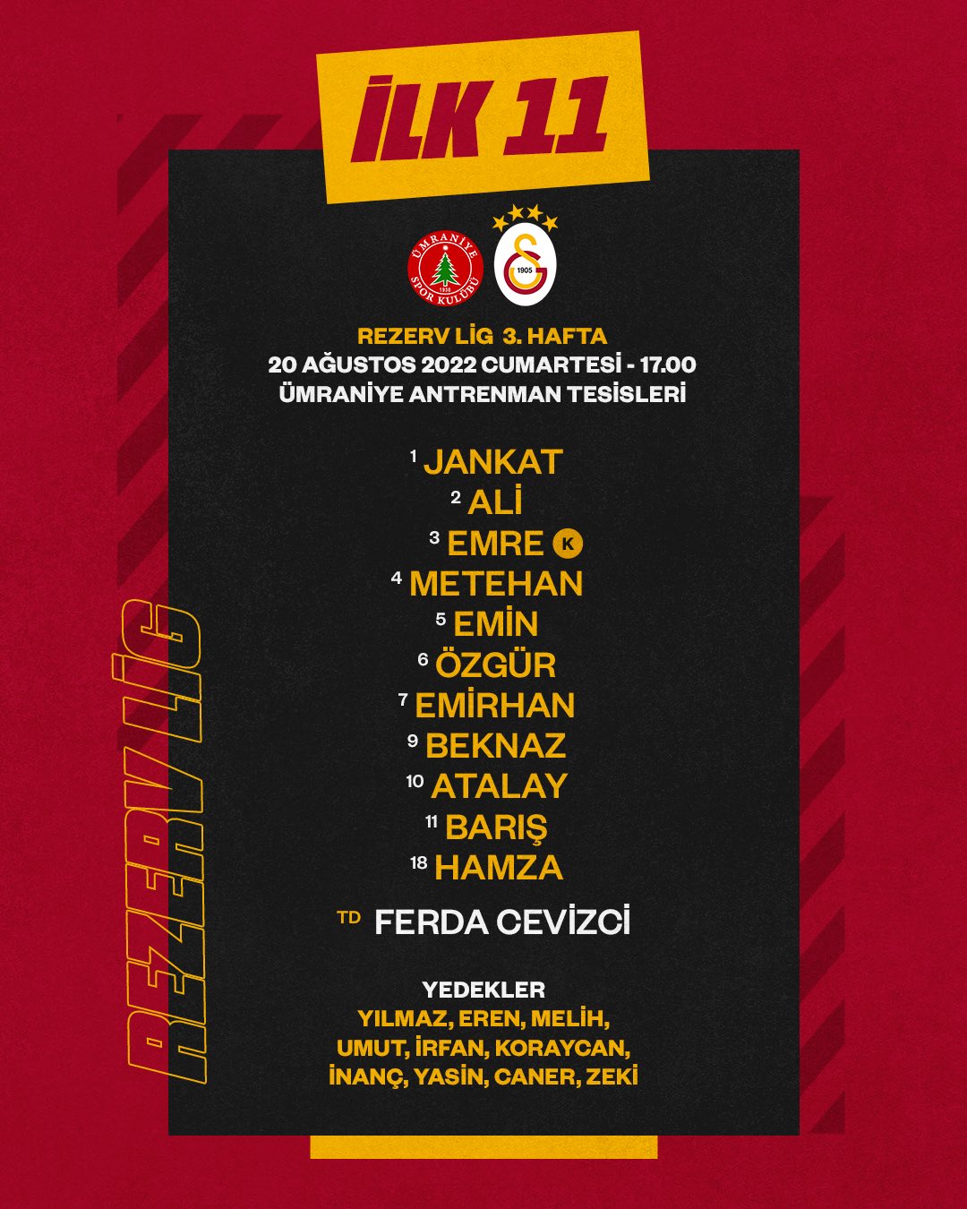 GS Futbol Akademisi on Twitter: "Rezerv Lig 3. haftasında oynayacağımız HangiKredi Ümraniyespor ...