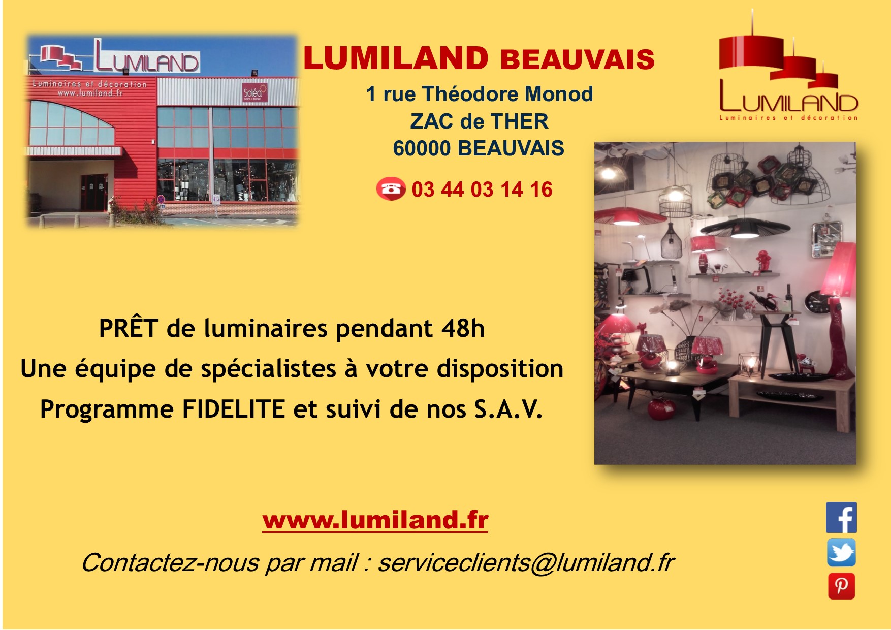 Luminaires LUMILAND on Twitter: "💡 Magasin de luminaires LUMILAND Beauvais Zac de Ther à ...