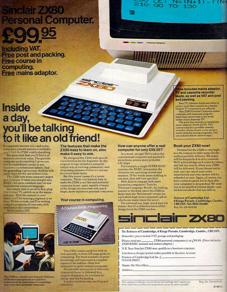 Cool Box Art on Twitter: "ZX80 / Print ad / Sinclair / 1980 https://t.co/XeR9gWXTmd" / Twitter