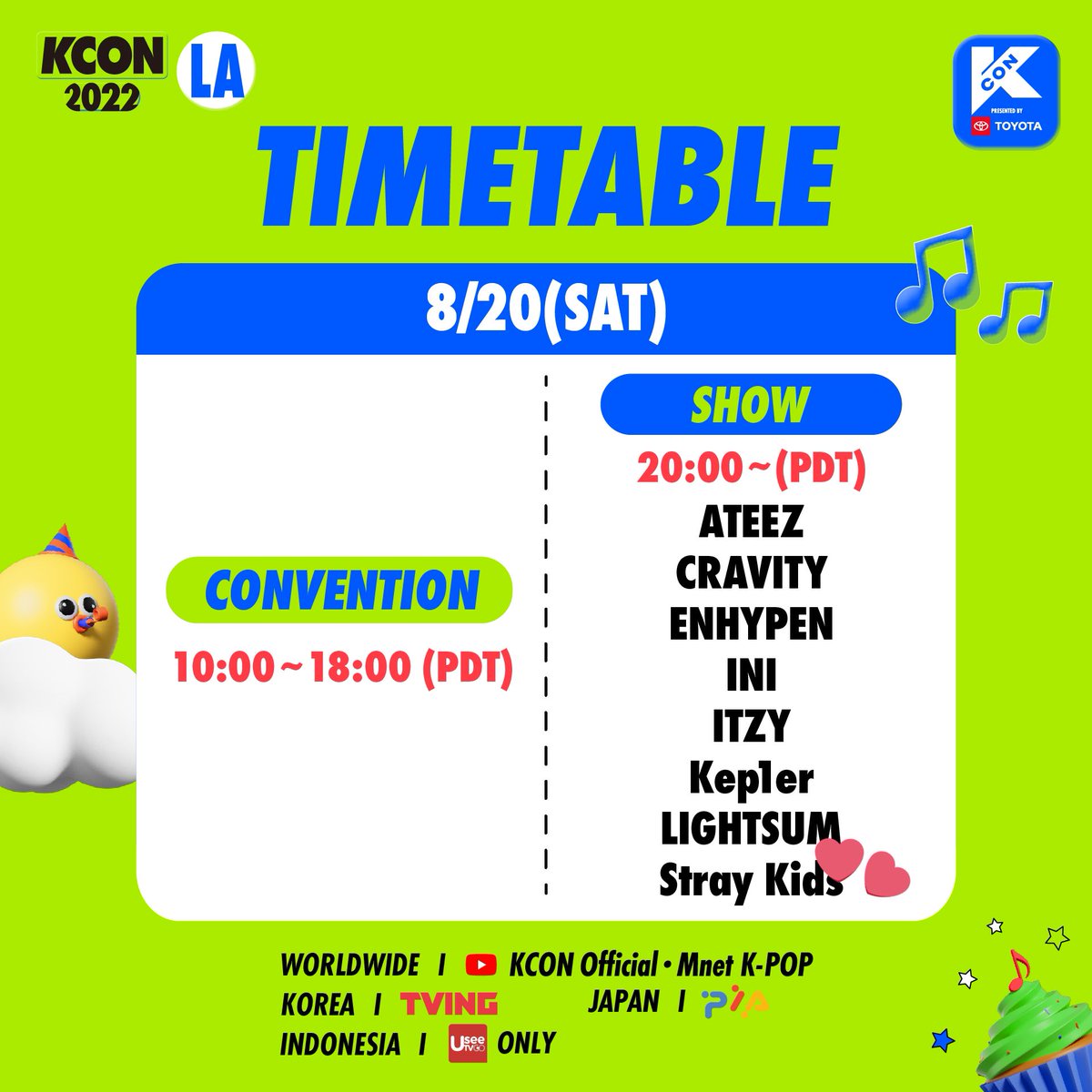 🍀StationStay_Mx 🇲🇽🍀 on Twitter: "💙KCON 2022 LA💚 8/20(SAT) DAY1 LINEUP Artists 🍂| Parece que ...