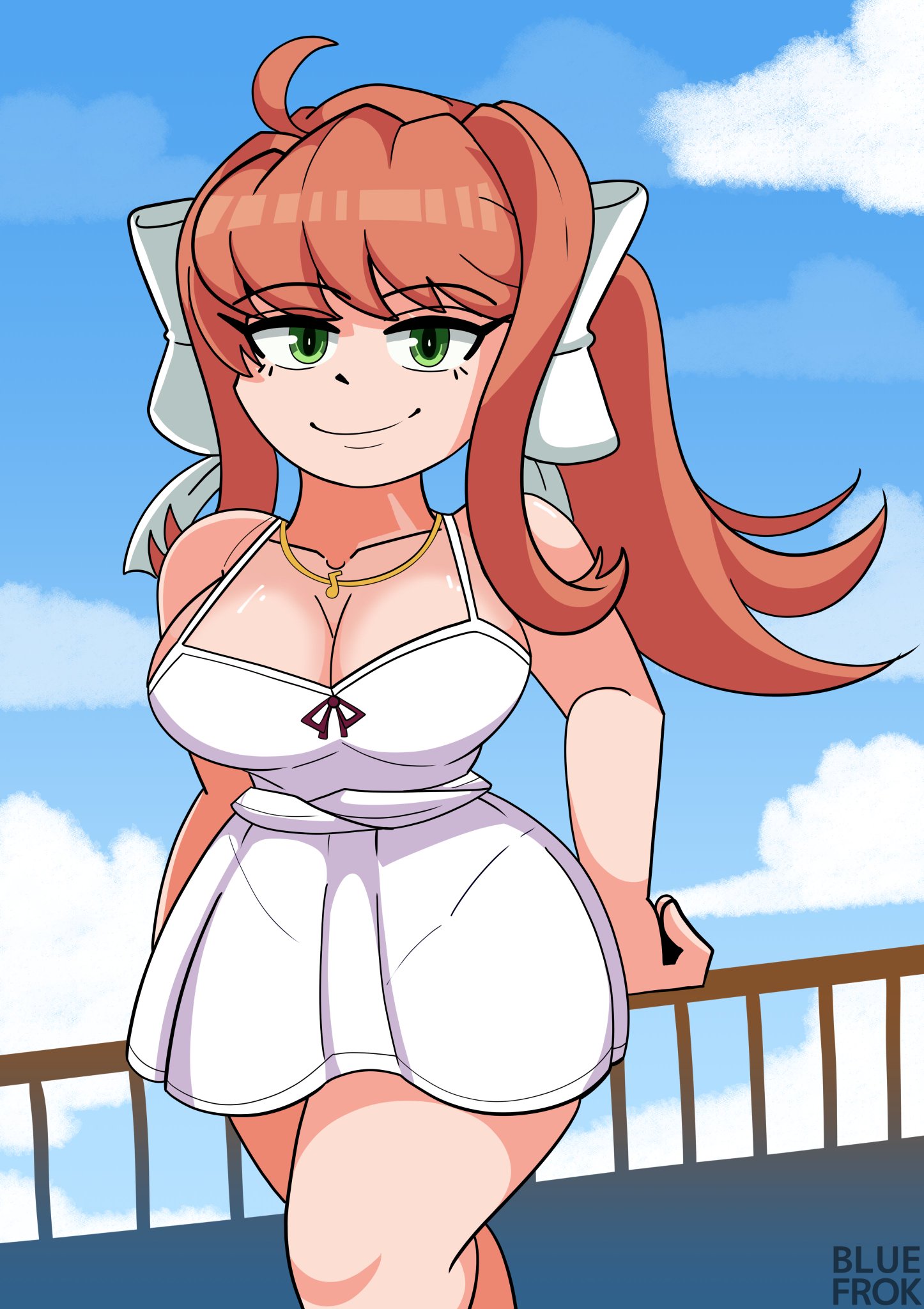 Bluefrok (Taking a Break) on Twitter: "White Dress Monika ⛅️ #DokiDokiLiteratureClub #DDLCfanart ...