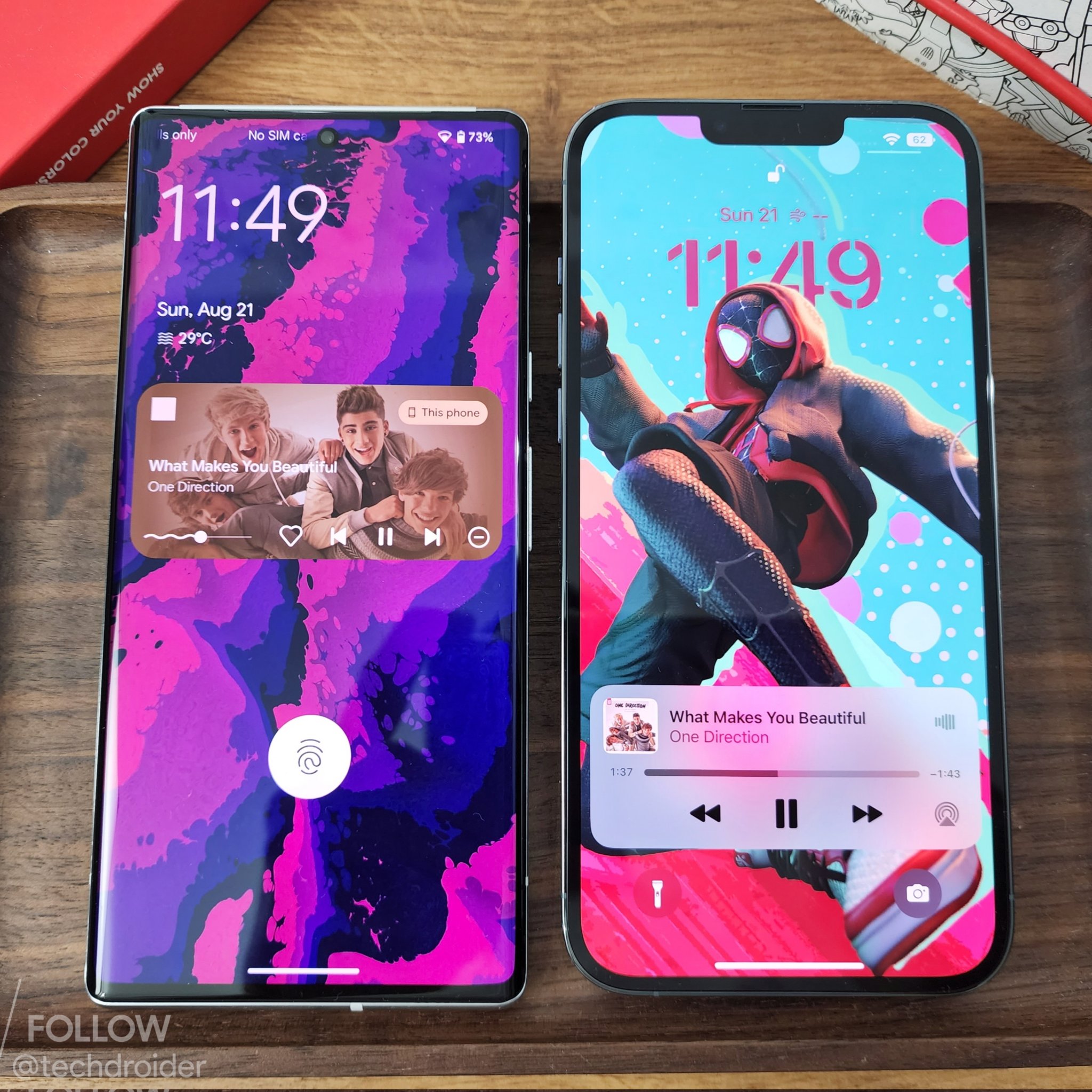 TechDroider on Twitter: "Google Android 13 vs Apple iOS 16 - Media Player (Now Playing ...