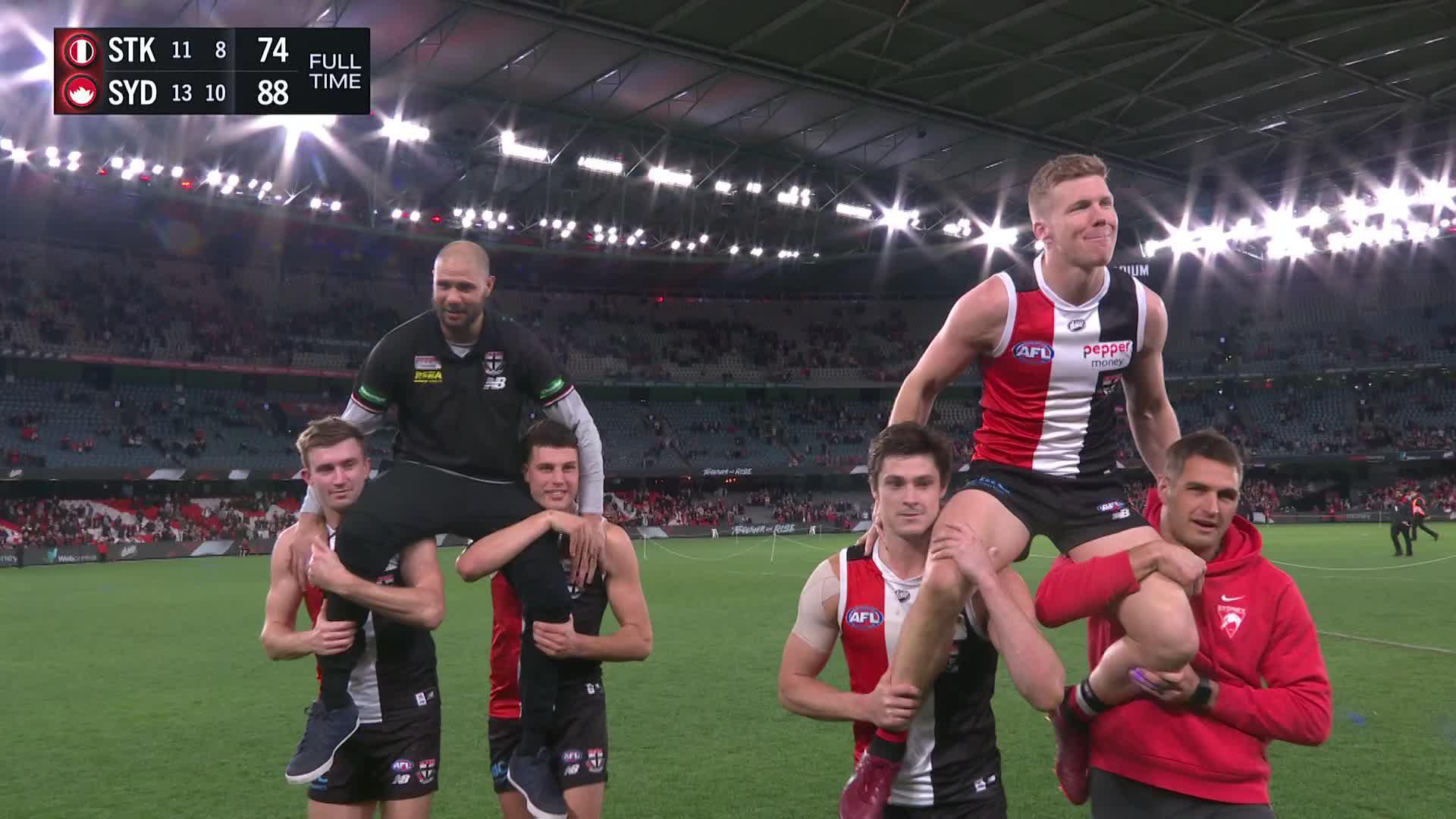 AFL on Twitter: "An incredible send-off for Paddy Ryder and Dan Hannebery. Classy from JPK too ️ ...
