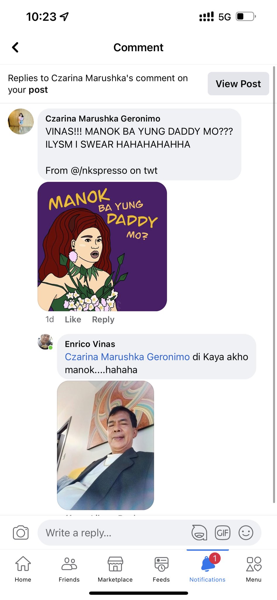 Vinas DeLuxe on Twitter: "Hahahaha ayan na nagcomment na yung daddy ko 🤣🤣 di daw sya manok may ...