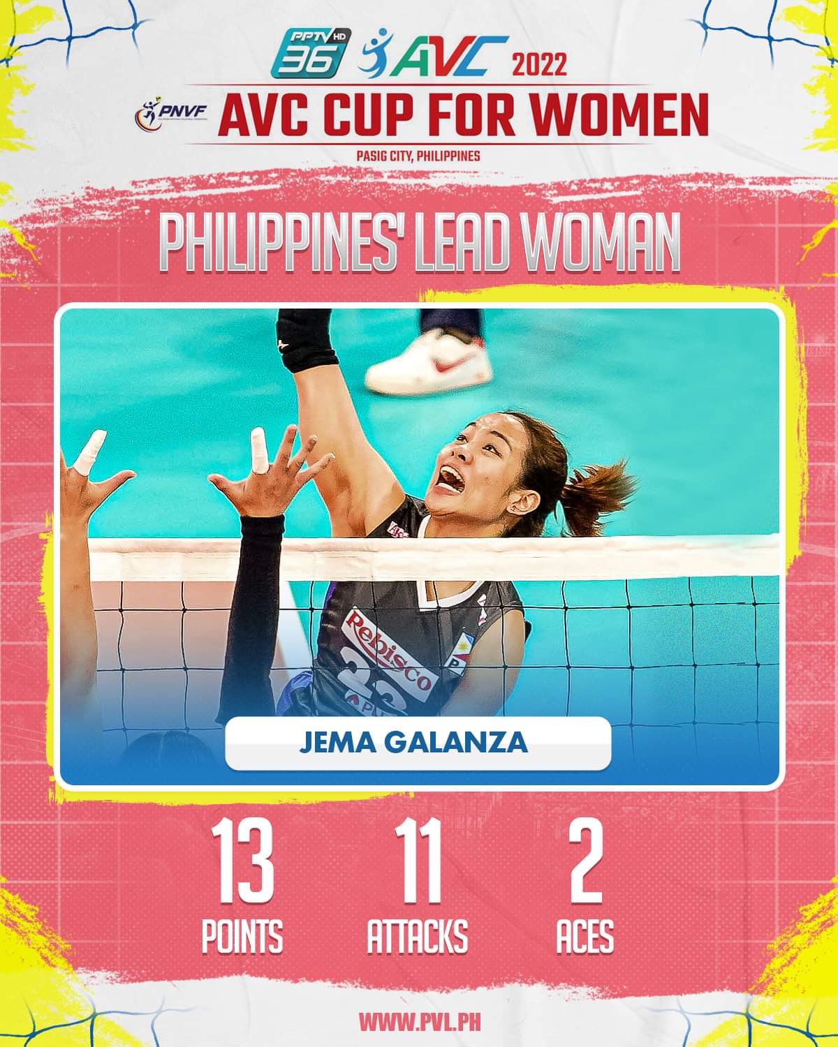 The Premier Volleyball League (PVL) on Twitter: "JEMA LEADS PH! 🇵🇭 --- Let's support the ...