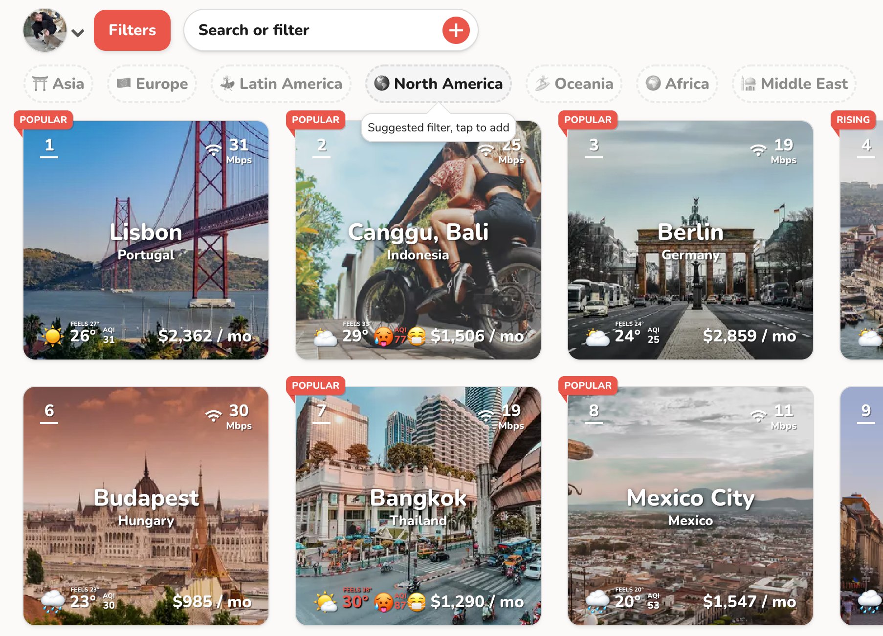 @levelsio on Twitter: "Also wanna add suggested filters like on nomadlist https://t.co ...