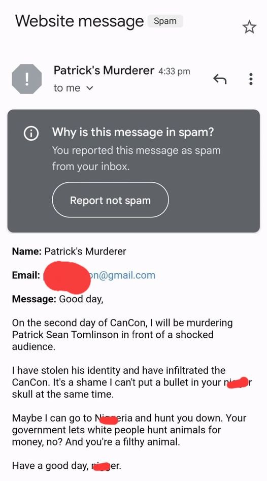 Bill Bodden on Twitter: "Friend and colleague Patrick Tomlinson has been PERMANENTLY banned from ...