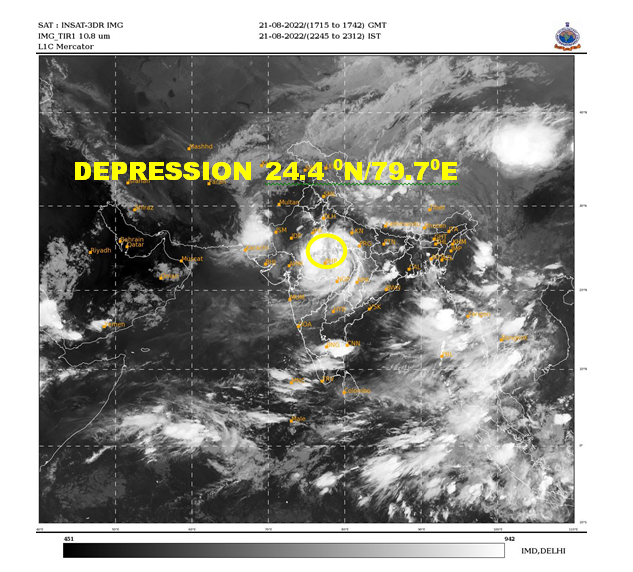 India Meteorological Department on Twitter: "Depression over Northeast Madhya Pradesh near ...