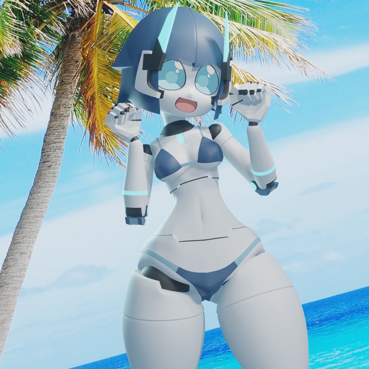 GaussCannon🔞(COMMISSIONS ON HOLD) on Twitter: "RT @Bluebot01: Tried making a simple bikini. #ロボ娘"