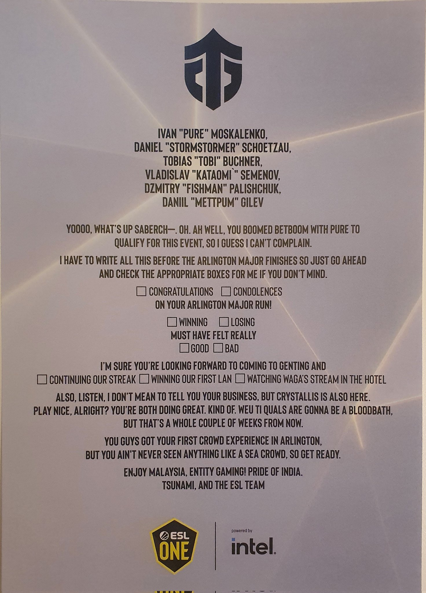 Out of Context Dota 2 on Twitter: "My team! @EntityEUROPE https://t.co/8pKshmfvWZ" / Twitter