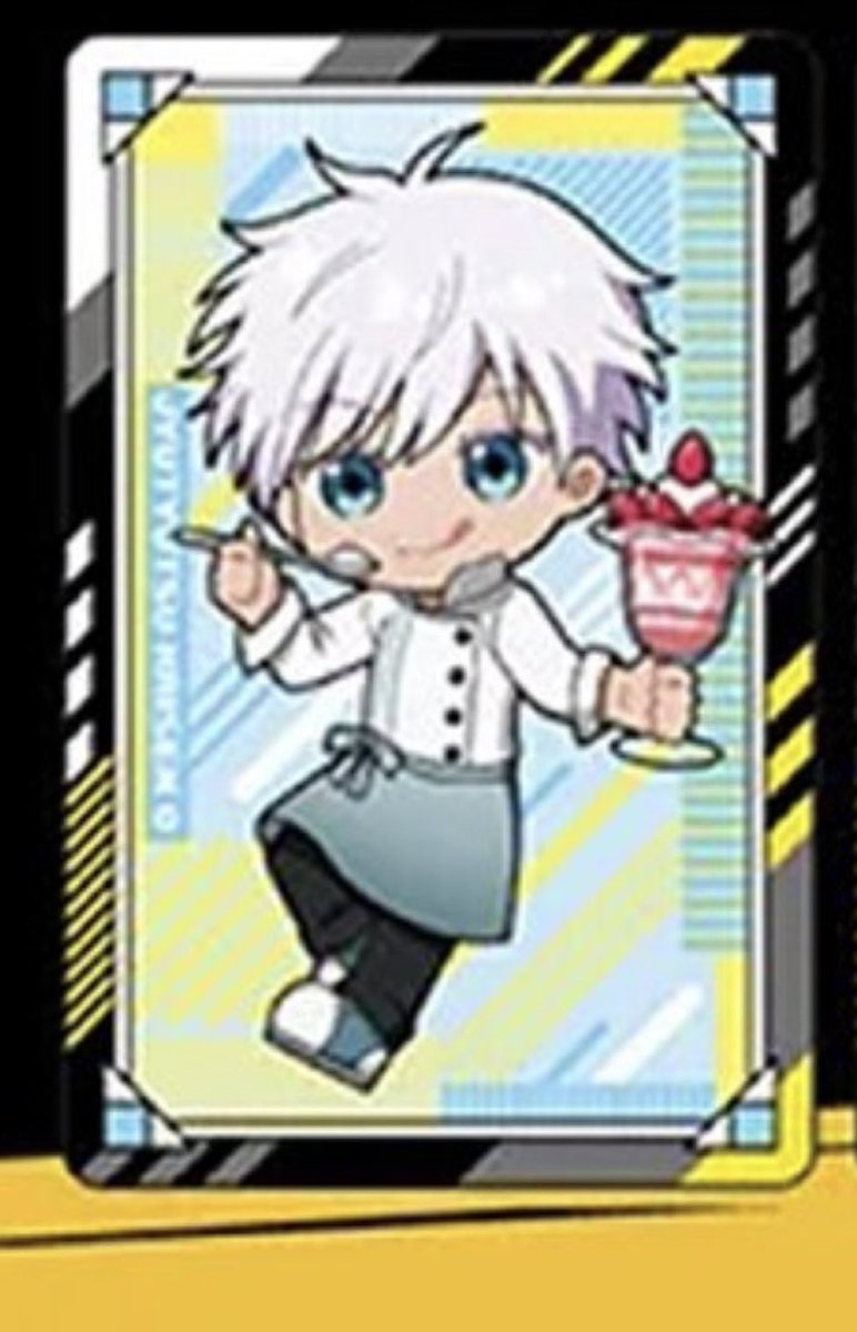 gojou satoru 1boy male focus blue eyes white hair food holding spoon ...