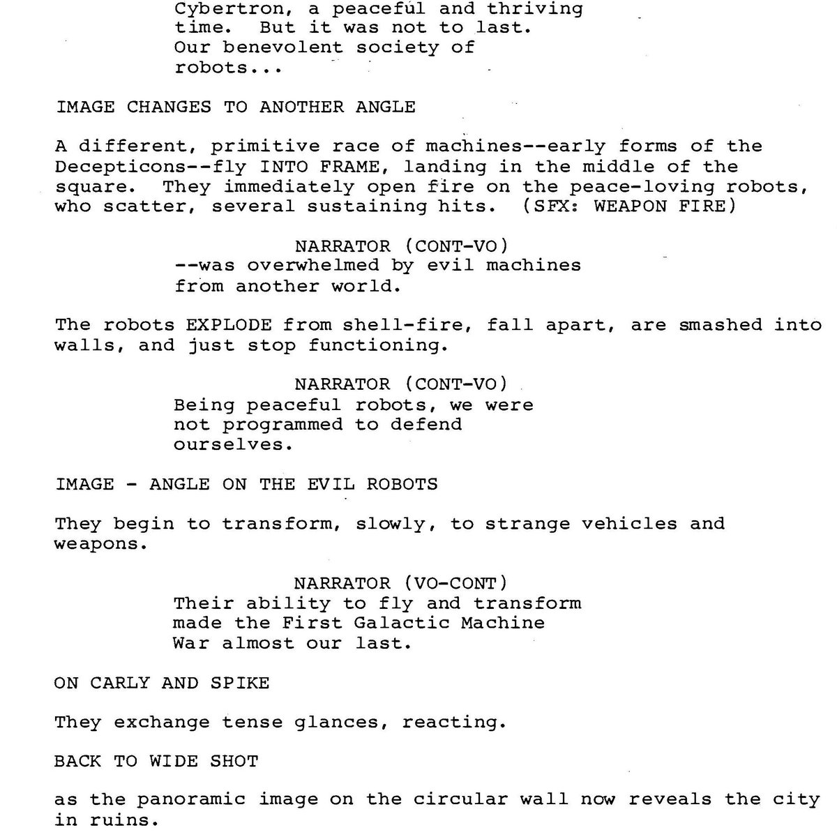 Crazy ass moments in Transformers History on Twitter: "the original script for 'Desertion Of The ...