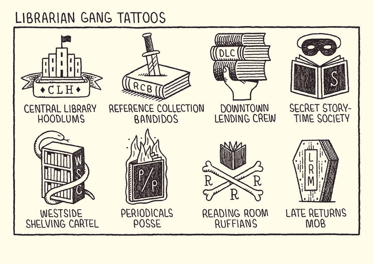 Librarian Gang Tattoos' is available as」|Tom Gauldの漫画