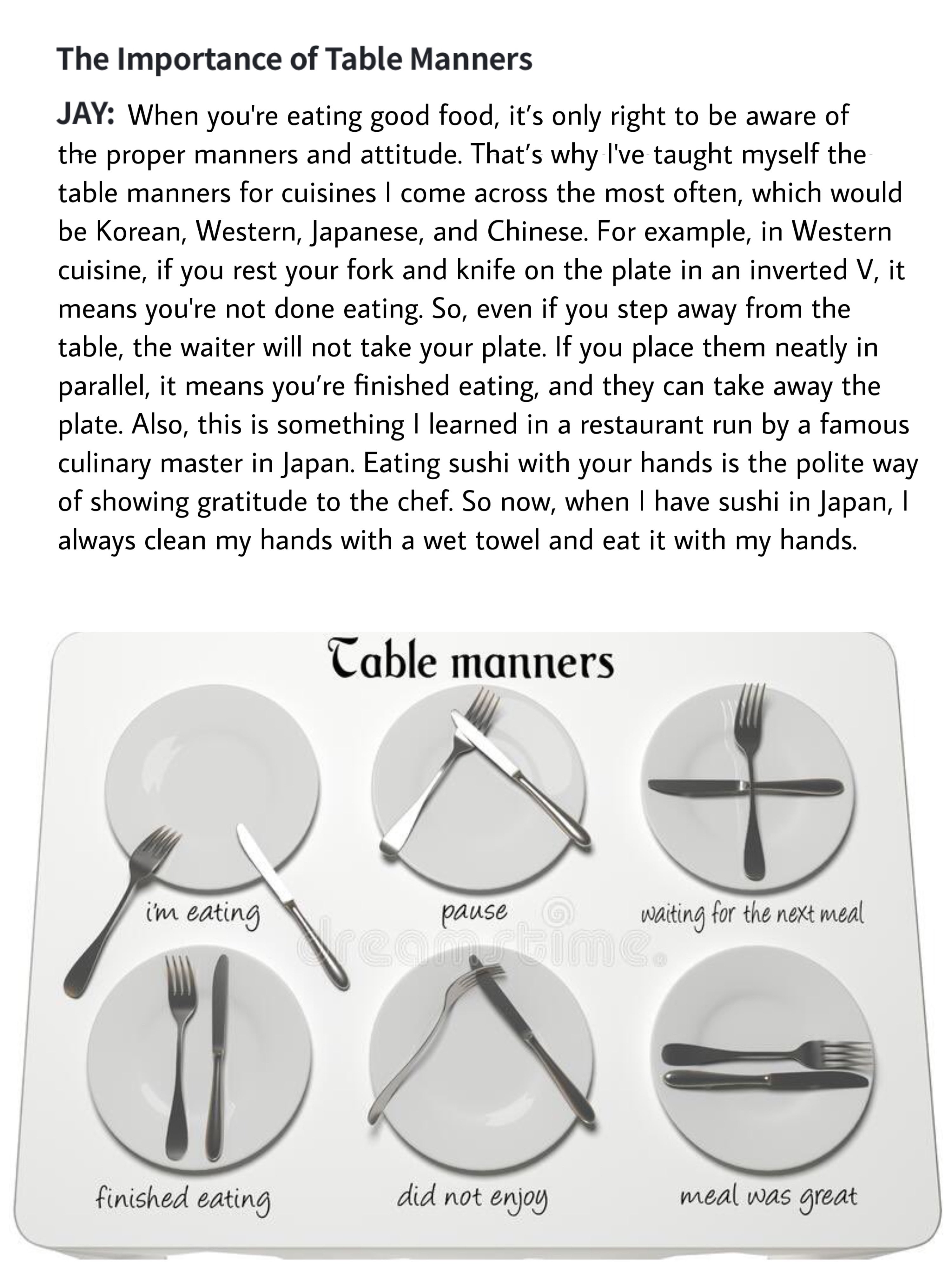 Good Table Manners Chart