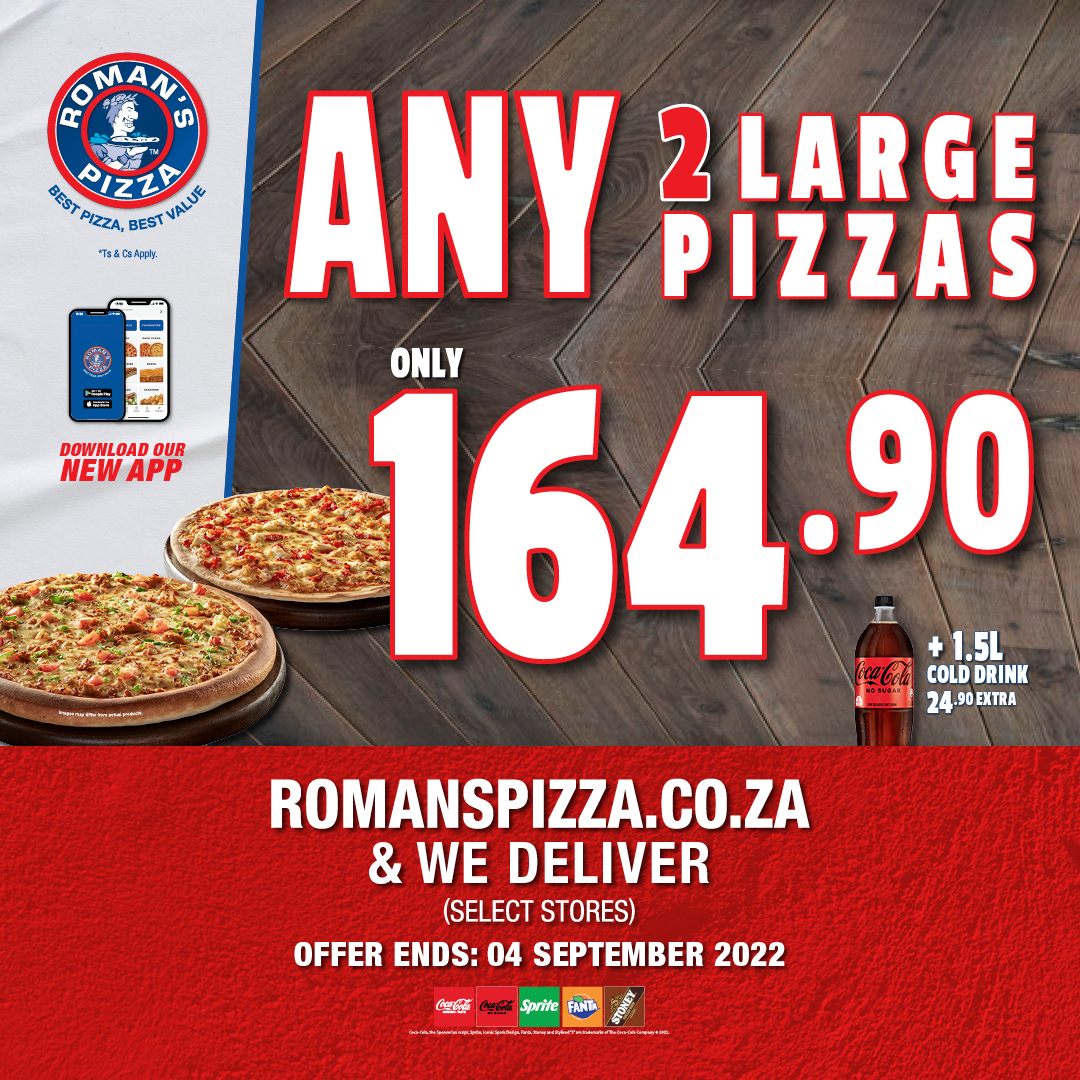 Roman's Pizza on Twitter: "It's #MonateMonday! That means pizza is on the menu 🤤 Get ANY 2 Large ...