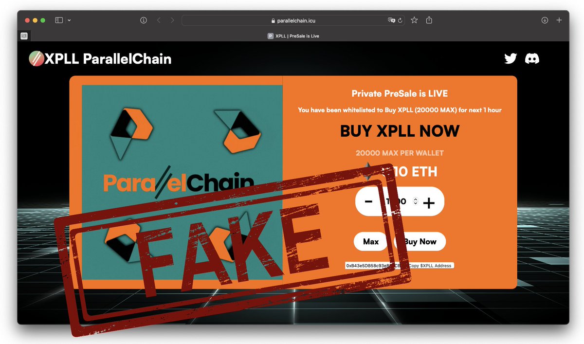 Beware: There's a fake ParallelChain scam going on now : r/defi