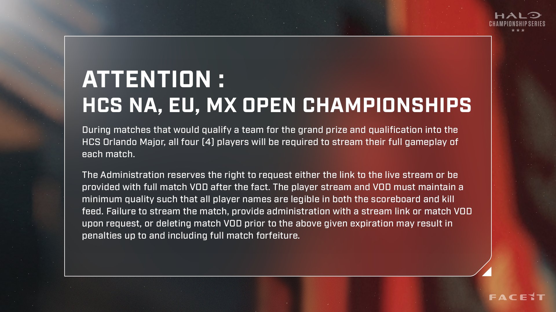 FACEIT Halo on Twitter: "🟢🔵🔴MX, NA and EU Players: Saturday and Sunday is the Open Championship ...