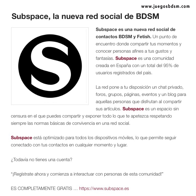 Domina Ishtar on Twitter: "SUBSPACE, la nueva red social del BDSM sin CENSURA. No podemos dejar ...