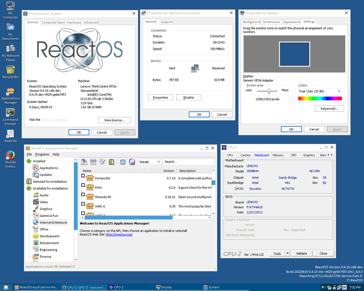ReactOS on Twitter: "#ReactOS installs and runs on Lenovo ThinkCenter M72e, with 120 GB of ...