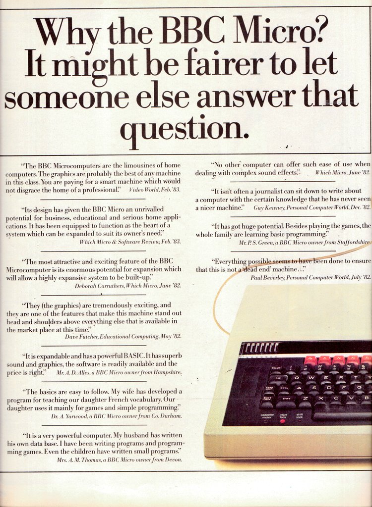 Graeme Wood on Twitter: "RT @woodg31: In 1983 Why the BBC MICRO? It might be fairer to let ...