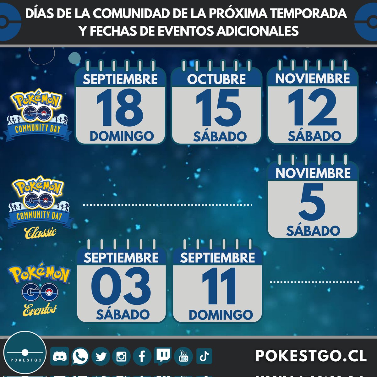 Pokestgo on Twitter: "¡Desde ya agenda estas fechas ya que no vas a ...