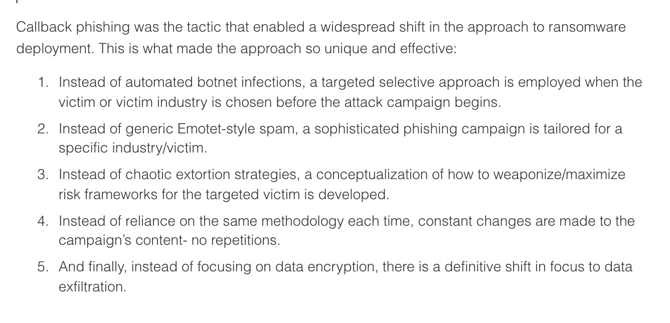 Vitali Kremez on Twitter: "Callback phishing was the tactic that ...