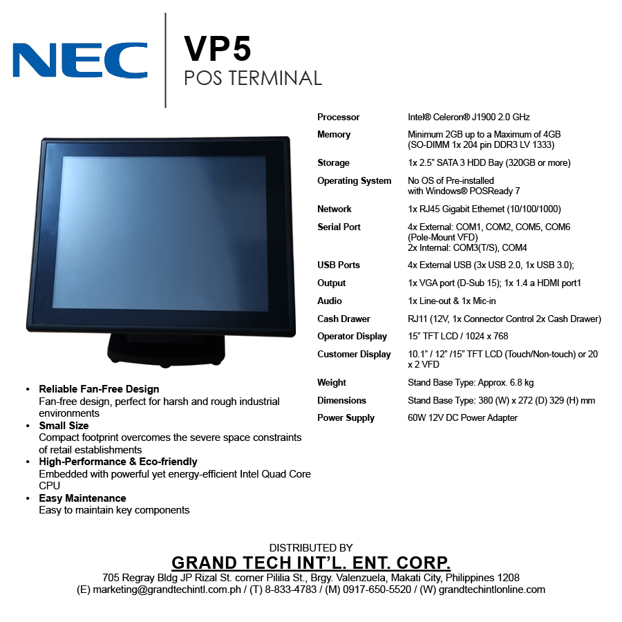 Grand Tech Intl Ent Corp on Twitter: "GRAND TECH FEATURE PRODUCTS OF THE DAY - NEC VP5 POS ...