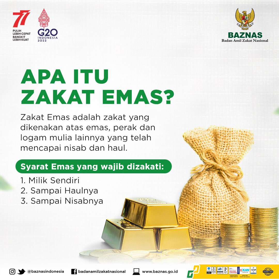 BAZNAS on Twitter: "Kewajiban zakat juga berlaku terhadap emas yang telah mencapai nisab dan ...