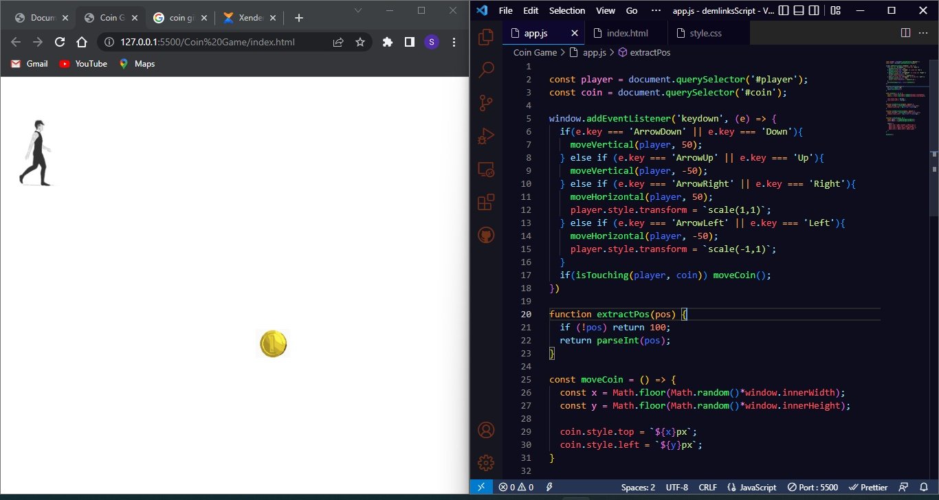 Salawudeen Abdtawab On Twitter Day 22 And 23 Javascript Events Built A Simple Coin Chase Game 