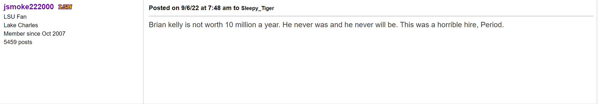 Message Board Geniuses on Twitter: "#LSU fans appear to have buyer's remorse. #GeauxTigers https ...