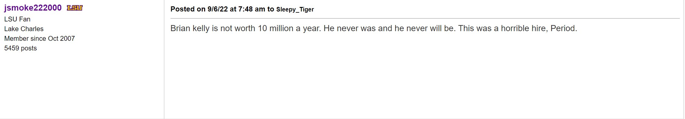 Message Board Geniuses on Twitter: "#LSU fans appear to have buyer's remorse. #GeauxTigers https ...