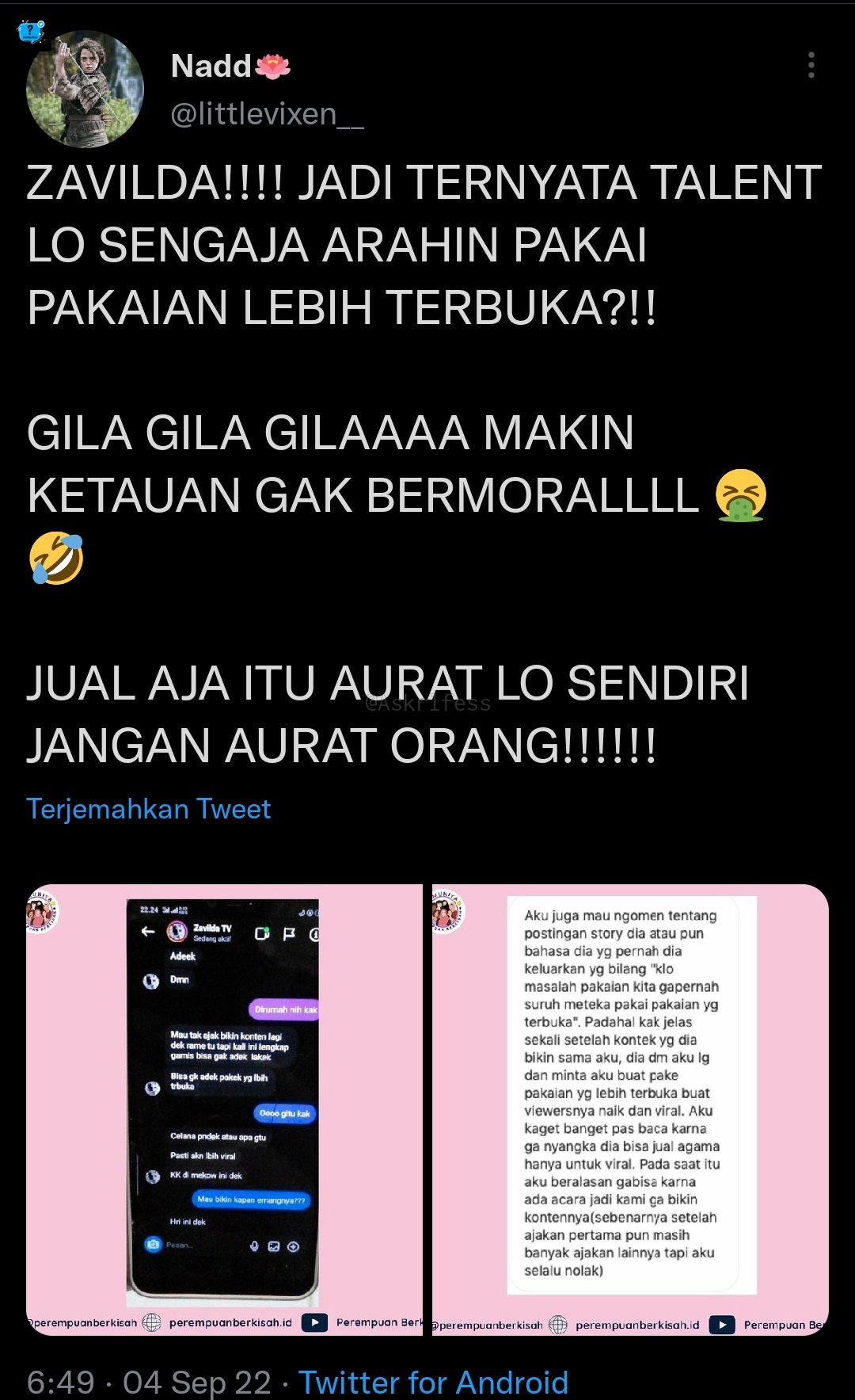 Askrlfess on Twitter: "[Askrl] HEH ZAVILDA! JAGA YA ALAT PENYEPONG LO ...