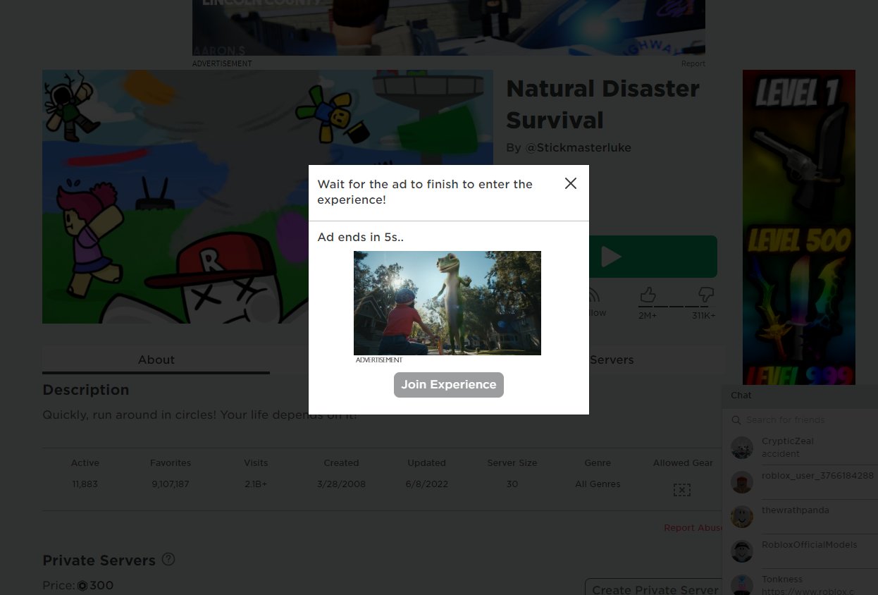 Aggro on Twitter: "@SharkBloxYT @greenlegocats @Roblox_RTC ADS BEFORE JOINING GAMES ARE BACK ...